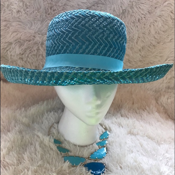 tina luxe | Accessories | Euc 2 For 5 Luxe Aqualight Blue Straw Hat ...